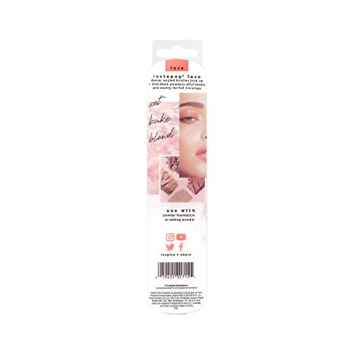 Real Techniques InstaPop Face Brush, For Liquid, Cream, & Powder Makeup, Blush, Bronzer, & Foundation Face Brush, Loose & Pressed Powder, Synthetic Bristles, Cruelty-Free & Vegan, Orange, 1 Count