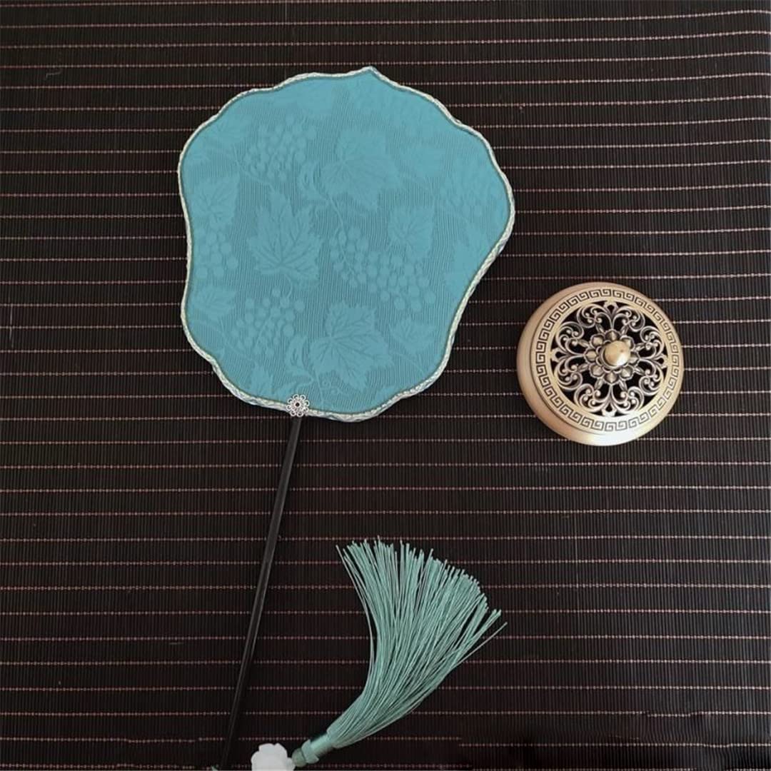 Ancient Fan Women Chinese Style Butterfly-Shaped Embroidery Fan Dance Summer Classical Hanfu Women Tassel Small Round Fan