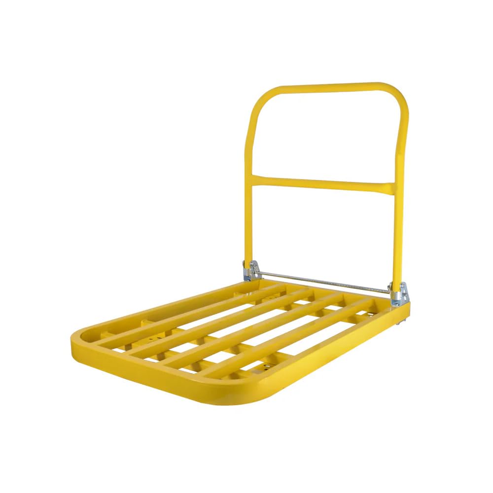 Auroglint-880 lbs. Capacity Steel Push Hand Truck Heavy-Duty Dolly Folding Foldable Moving Warehouse Platform Cart in Yellow