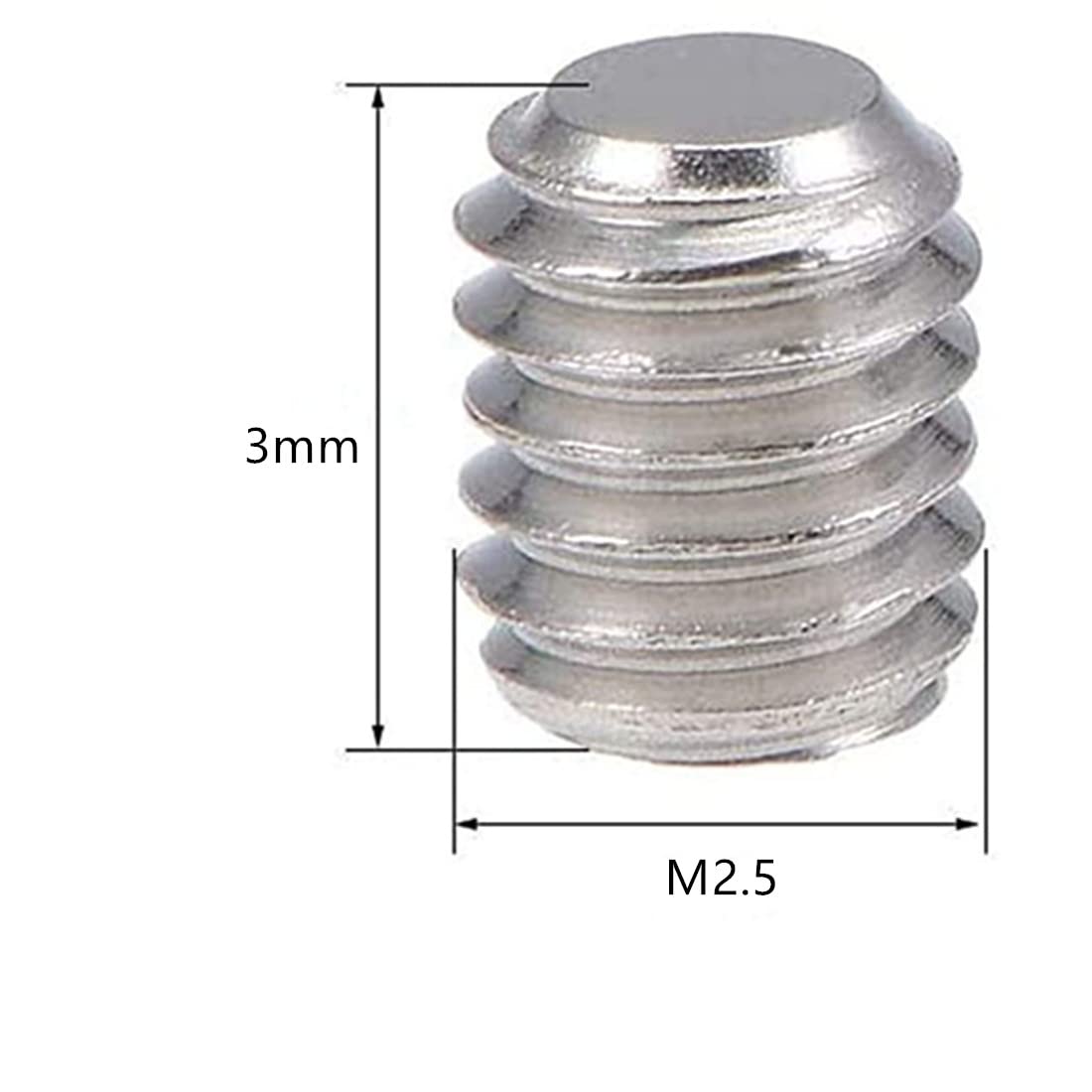 bnafes M2.5 x 3mm Stainless Steel Hex Grub Screw Internal Hex Drive Cup Allen Head Socket Point Set Screws for Door Handles100 Pcs