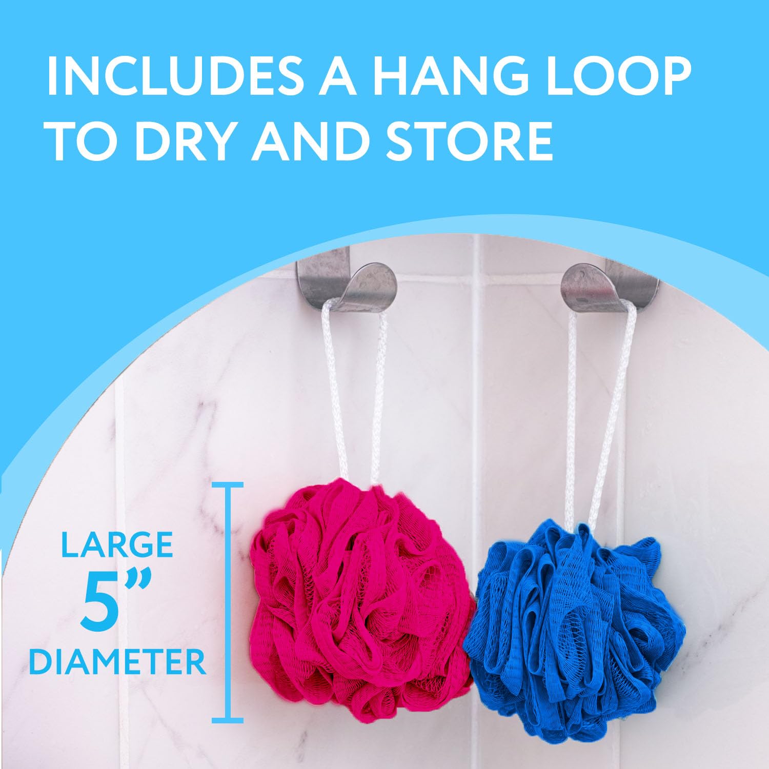 IMPRESA Loofah (Luffa) Mesh Bath & Shower Sponges, Bulk 6-Pack for Adults, Kids - Loofah Sponge - Lufas for Men - Shower Pouf - Lufas for Women