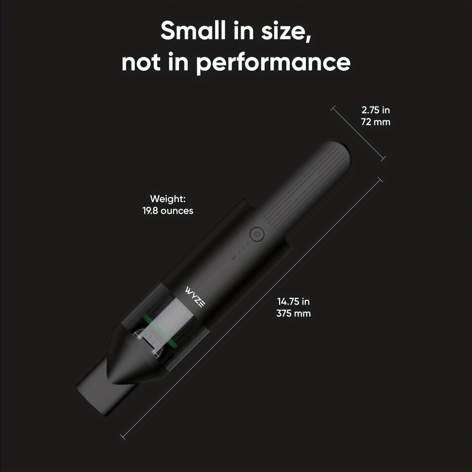 WYZE Handheld Vacuum Cleaner; Cordless, 16,800pa Powerful Suction, Lightweight and Fast Charging Handheld Portable Vacuum Ideal for Pet, Car, Home and Office