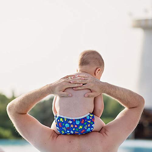 Imse Vimse Reusable Baby Swim Diapers for Boys (Blue Sea Life, L 20-26 lbs)