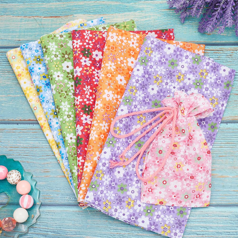 AHANDMAKER 7 Pcs(19.8 x 19.6 Inch) Fat Quarters Fabric Bundles, Floral Printed Sewing Supplies Quilting Patchwork Fabric Fabric Cotton Fabric DIY Making Supplies for DIY Craft Sewing
