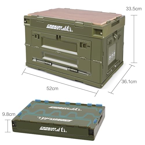Chanjarhill Camping Folding Storage Organizer Box with Table Top, Multi-functional Collapsible Bin for Camping Home Car RV Storage and Organization