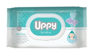 UPPY Sensitive Baby Wipes – Ideal for Diaper Bag and Traveling. Made With Purified Water. Pleasant Shea Butter Scent. Soft Cloth. Hypoallergenic. Fresh and Clean. Disp Pk 72 ct.