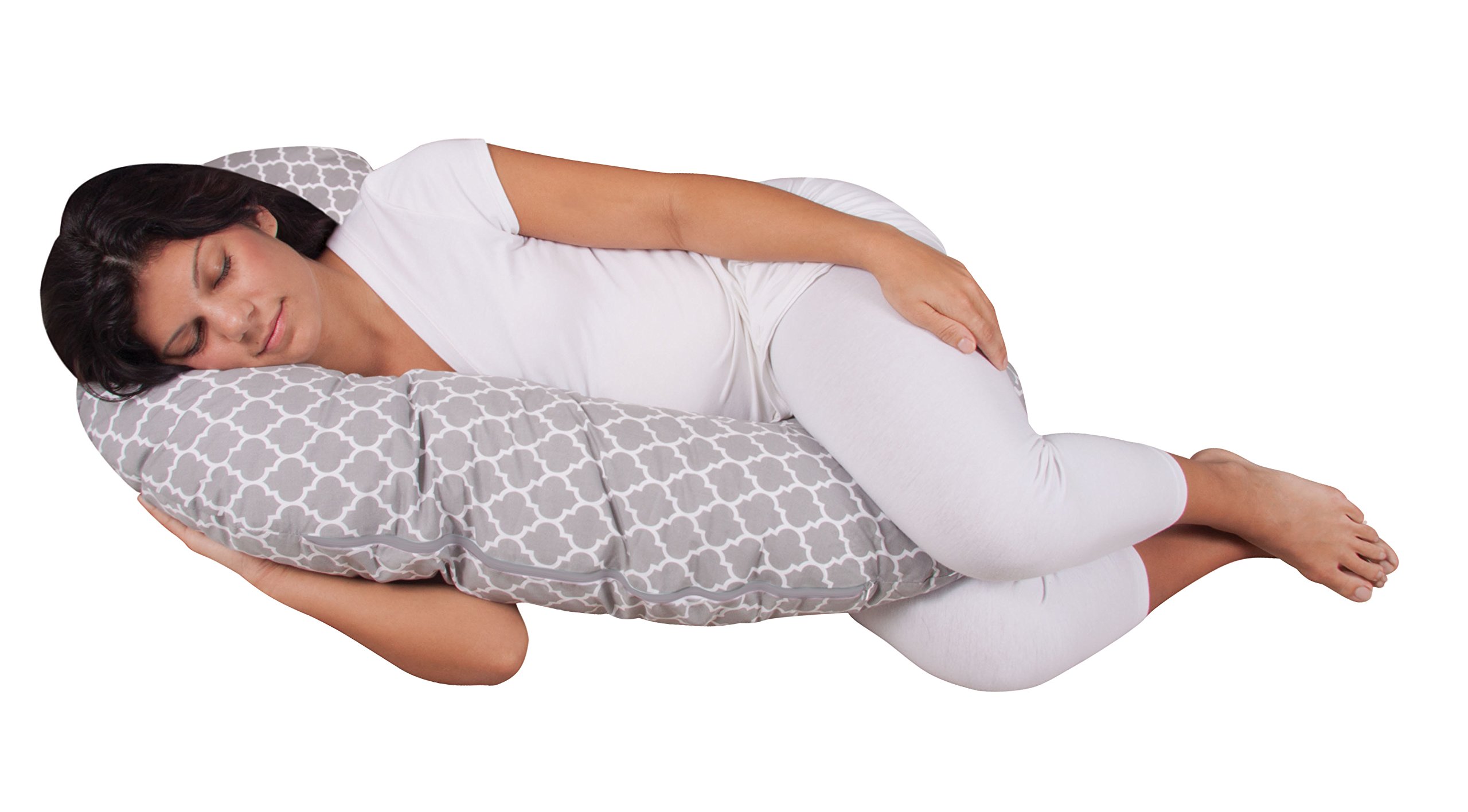 Leachco Snoogle Mini Chic - Compact Side Sleeper Pregnancy Pillow - Moroccan Gray