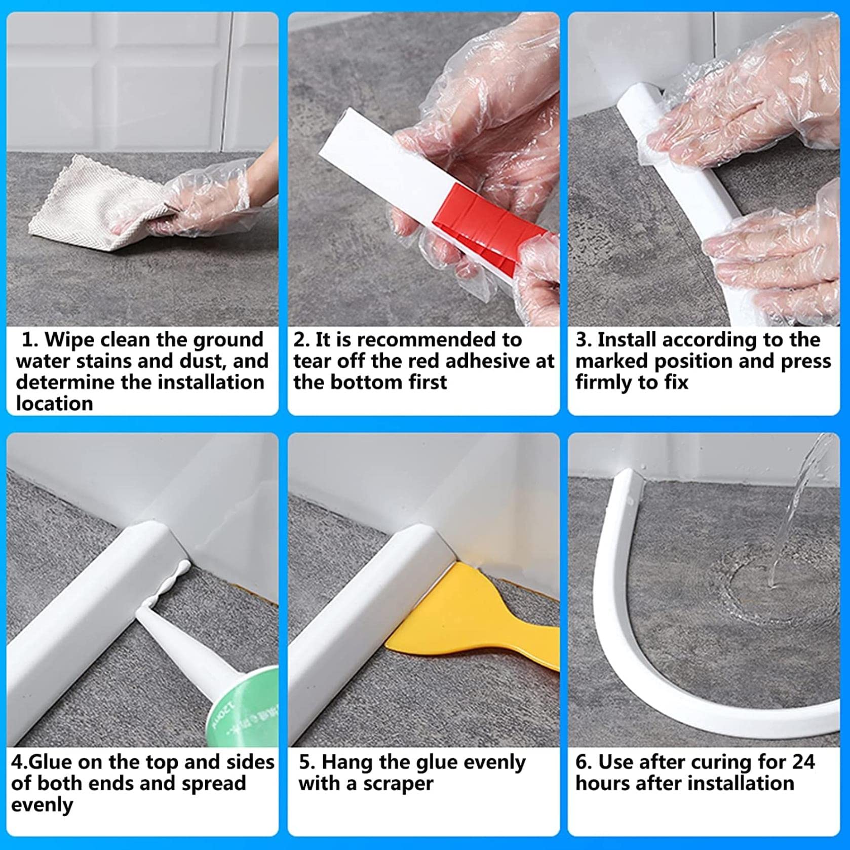 KFJZGZZ Shower Threshold Water Dam,Collapsible Bath Shower Barrier,Bathroom Water Stopper Flood Shower Barrier,Silicone Sink Water Splash Guard for Kitchen and Bathroom