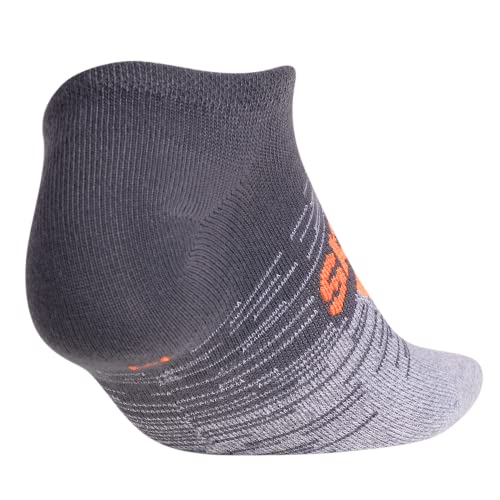 adidas Kids-Boy's/Girl's Superlite No Show Socks (6-Pair), Onix Grey/Grey/Signal Orange, Medium