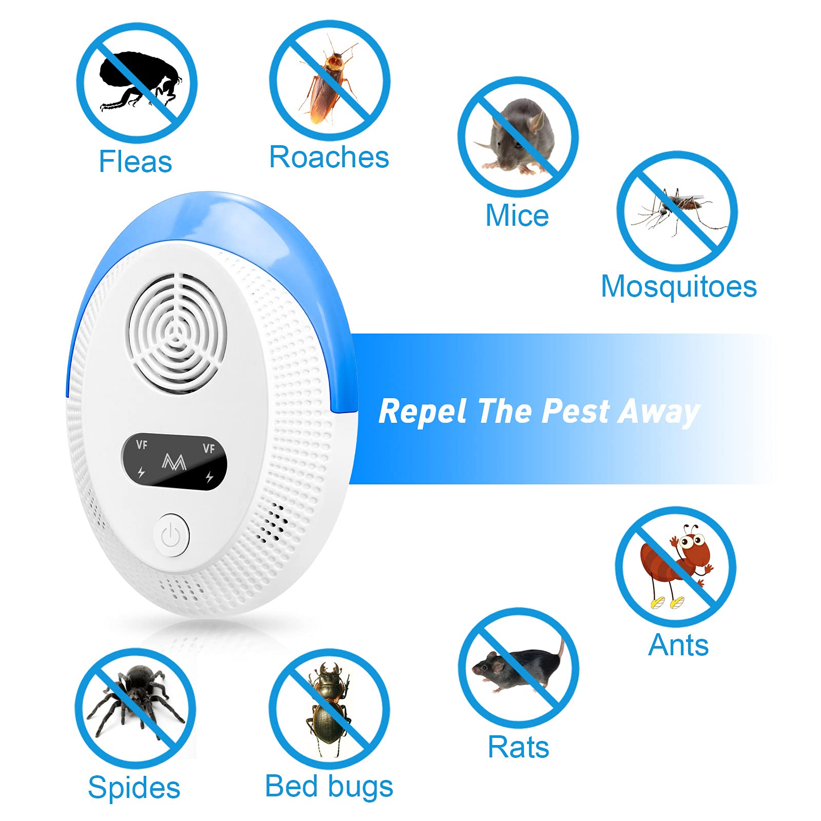 Bectine Ultrasonic Pest Repeller 6 Packs, Indoor Pest Control, Ultrasonic Pest Repellent, Indoor Pest Control for Home, Kitchen, Office, Warehouse, Hotel