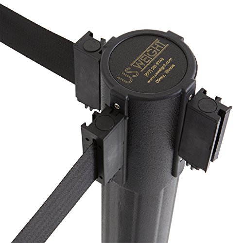 US Weight - U2000 Sentry Stanchion with 6.5 Foot Retractable Belt β Easy Connect Assembly (2-Pack), Black
