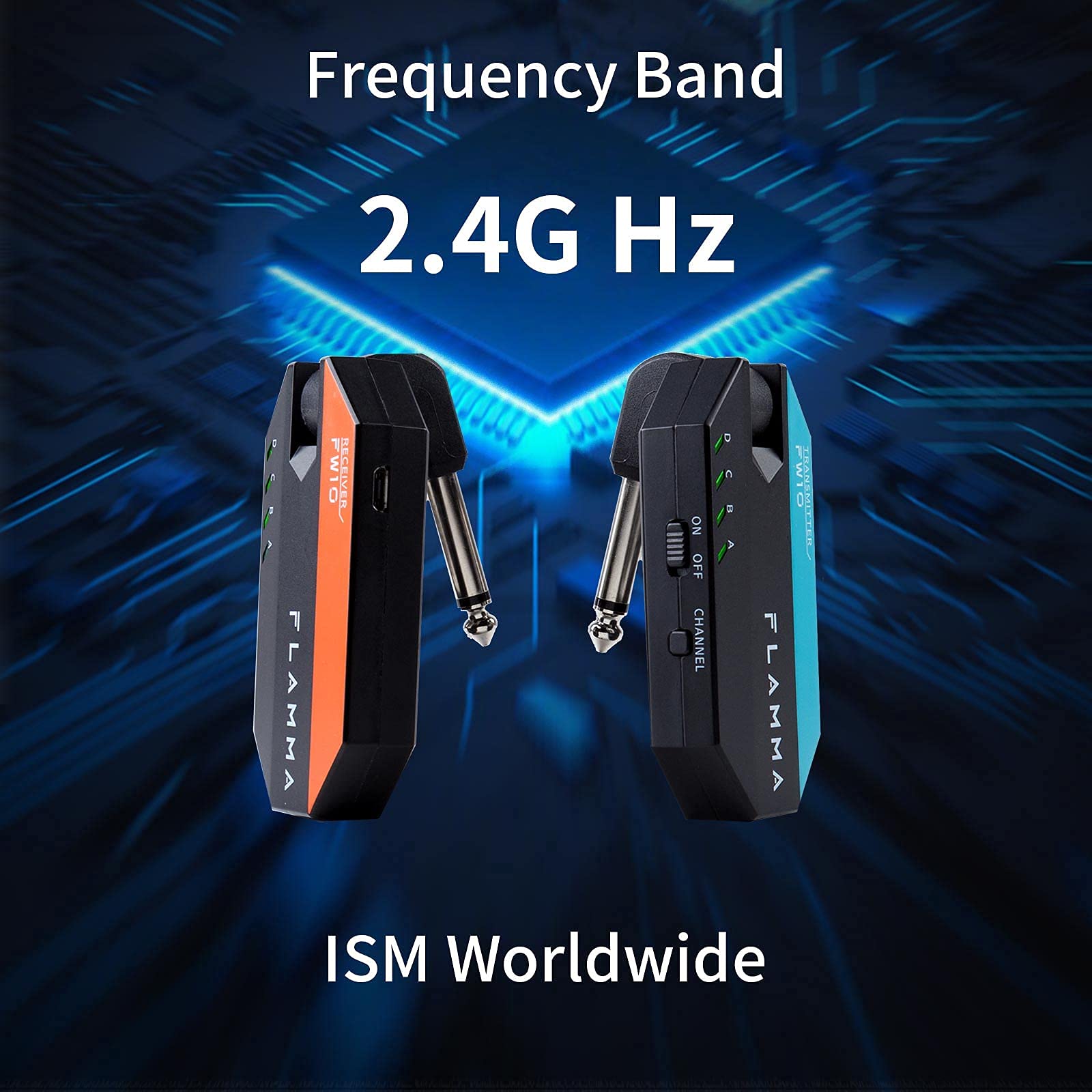 FLAMMA FW10 Digital Wireless Guitar System 2.4GHZ Rechargeable Transmitter Receiver Support 4 Channel For Electric Guitar Bass Violin Keyboard