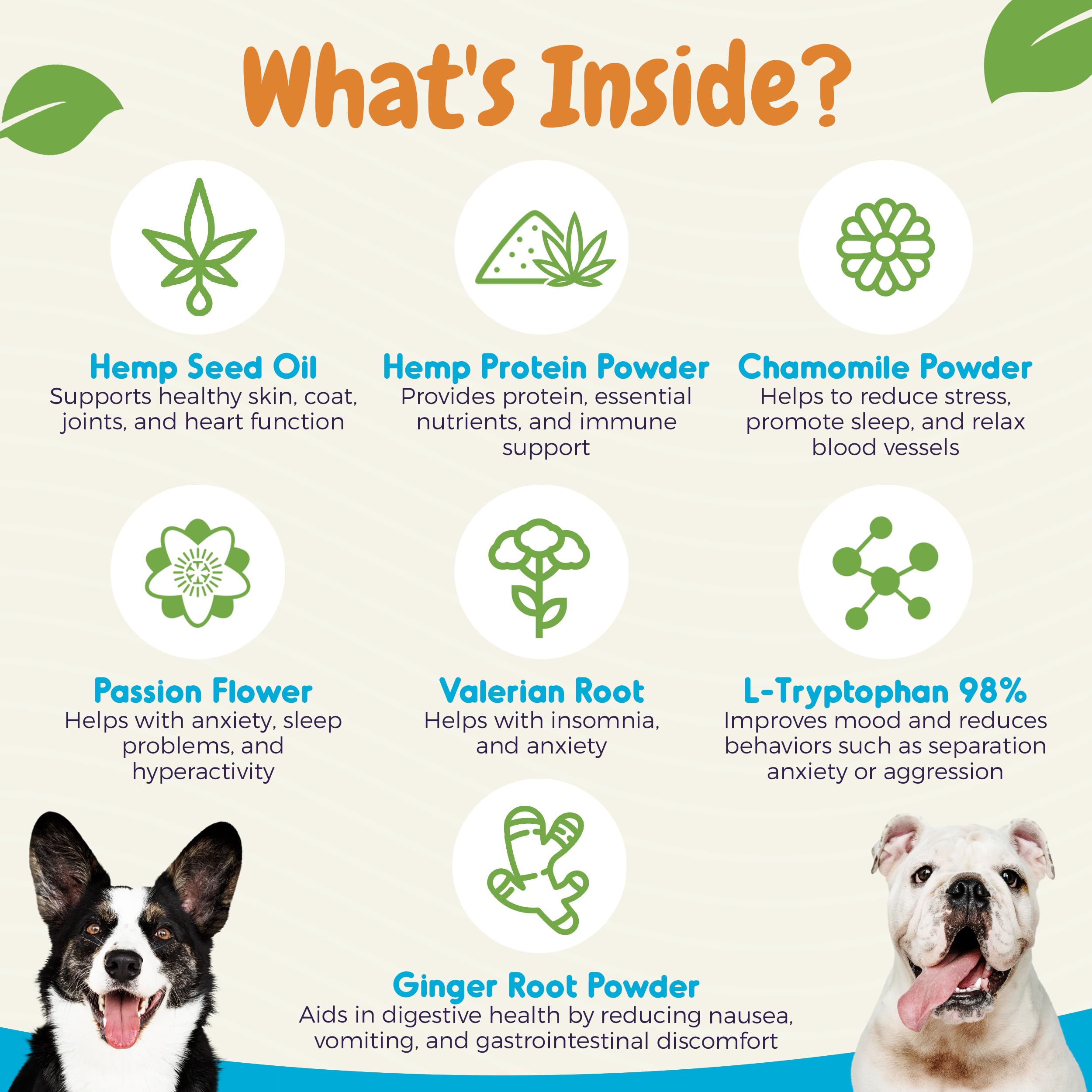 Inner Paw Calming Chews for Dogs – Natural Calming Dog Treats – Tasty Chew Snacks with Chamomile, Valerian Root, Organic Ginger – Efficient Dog Stress Reliever – 120 Soft Chews