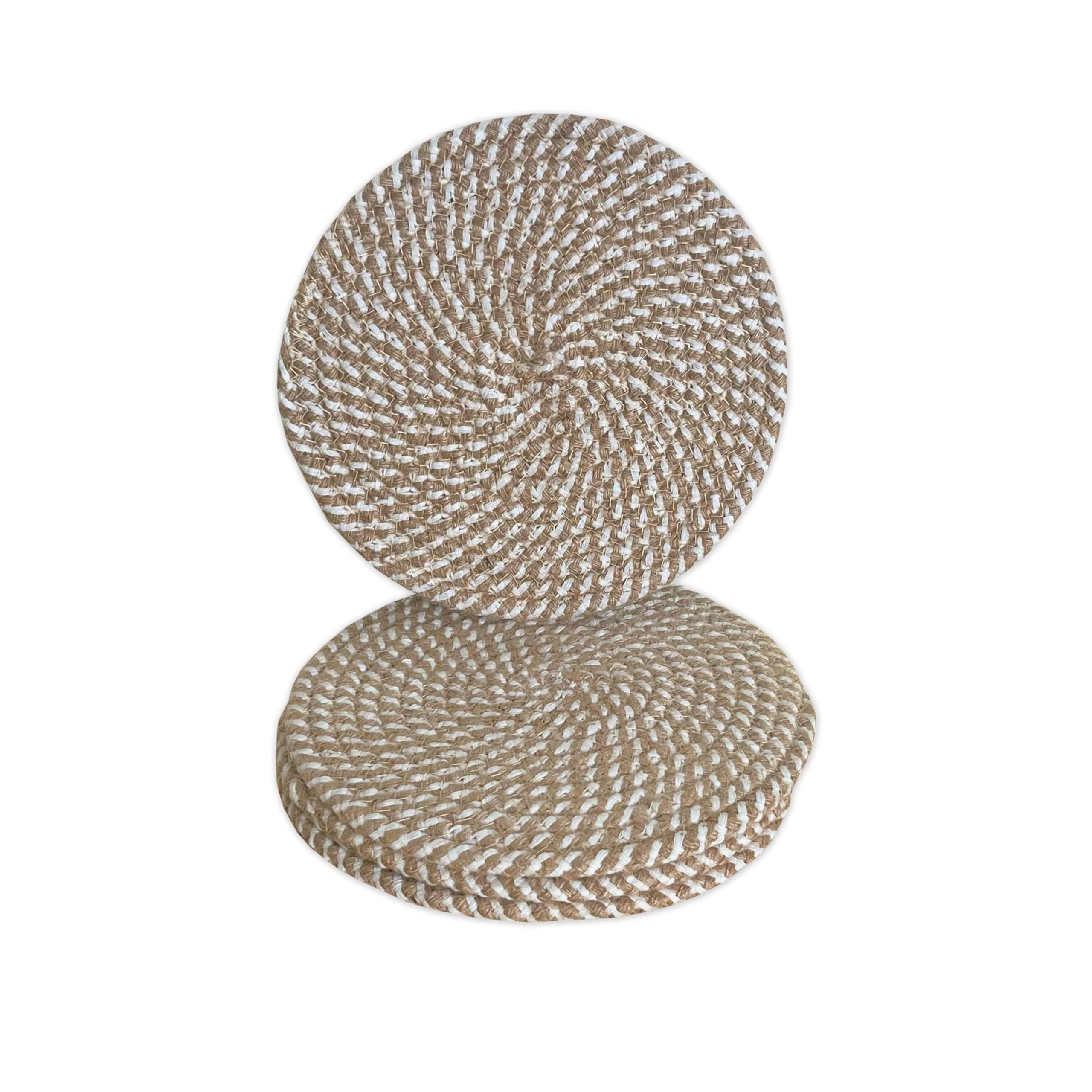 Chardin Home Braided 8 Inch Trivets - Set of 4, Rustic Boho, Absorbent, Heat Resistant Pot Holder for hot Pans, Dishes, Suitable for Table top, Kitchen counters, 100% Natural Sustainable Jute Ropes