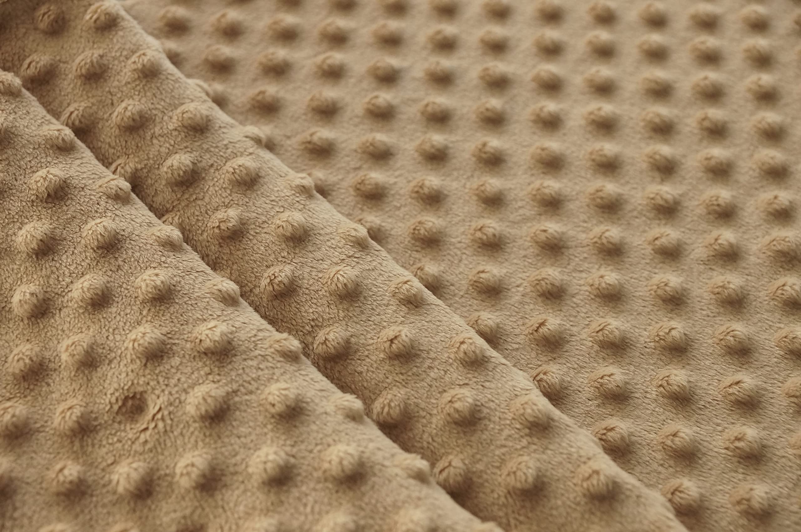 Camel Brown Minky Bubble Dimple Dot Plush Fur Fabric Polyester 58-60"