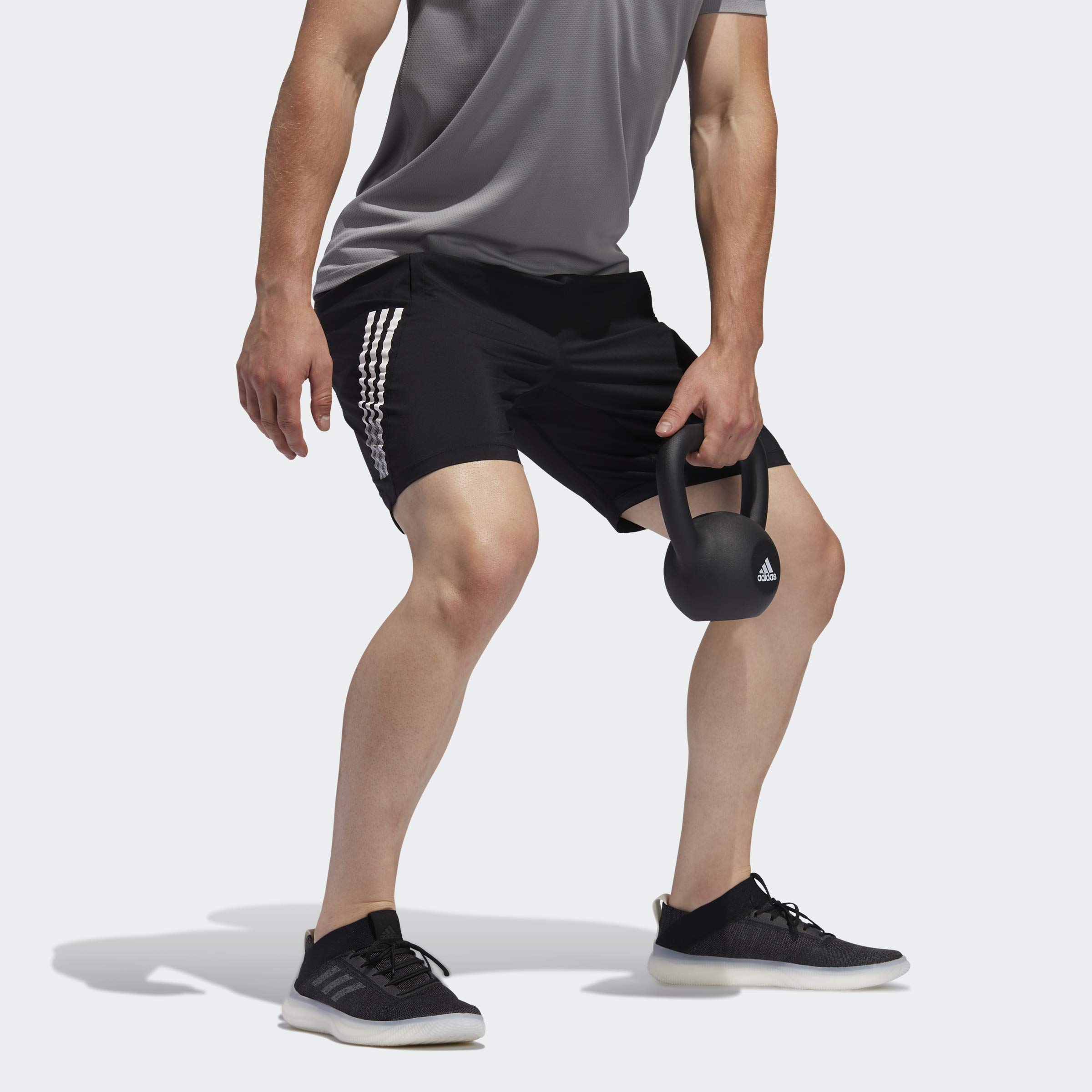 adidas Men's 4Krft 9" Sport 3-Stripes Shorts, Active Red/Black, Large