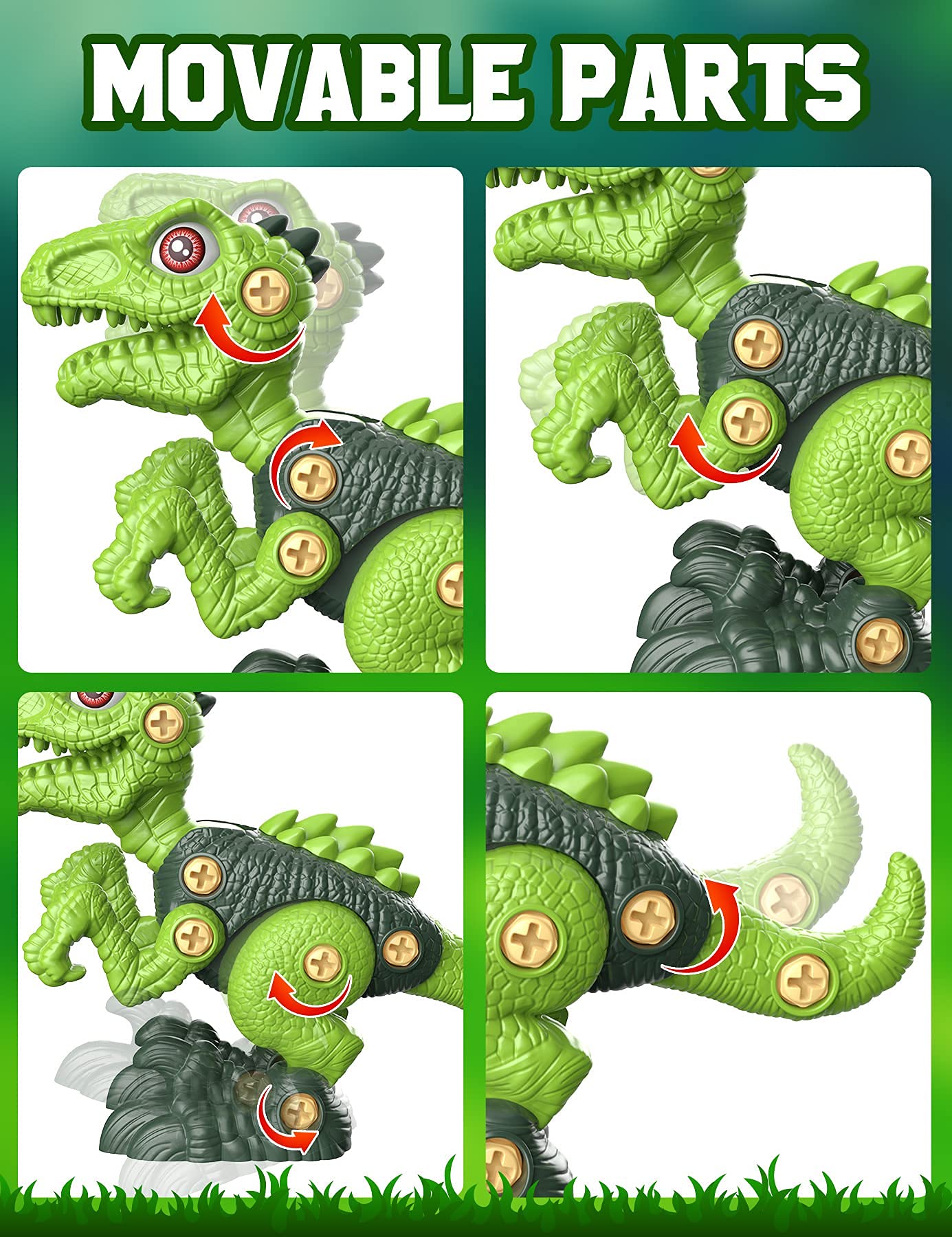 EduCuties Dinosaur Toys for Kids 3-5, Take Apart Dino Games for Boys Girls Age 5-7, Construction Building Educational STEM Sets with Electric Drill for Children Birthday Present