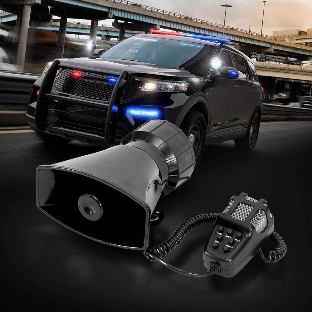 MOTLTECH 100W 12V 7 Tone Sound Car Siren Speaker Mic PA System Emergency Sound Amplifier