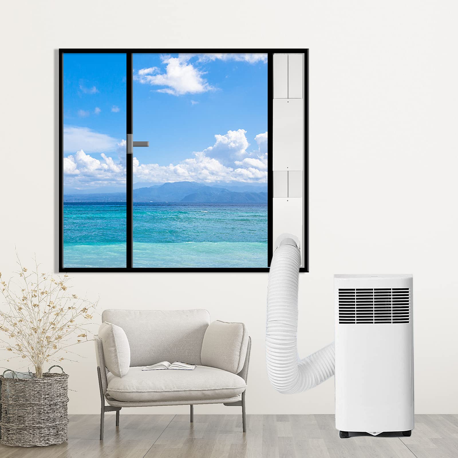 Portable Air Conditioner Sliding Window Kit with Universal Coupler Adapter, Upgraded Seamless Adjustable Sliding AC Vent Kit for Ducting Exhaust Hose of 5/5.9 Inches