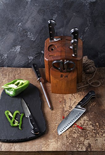 Cangshan TV2 Series 1023039 Swedish 14C28N Steel Forged 8-Piece Knife Block Set, Acacia