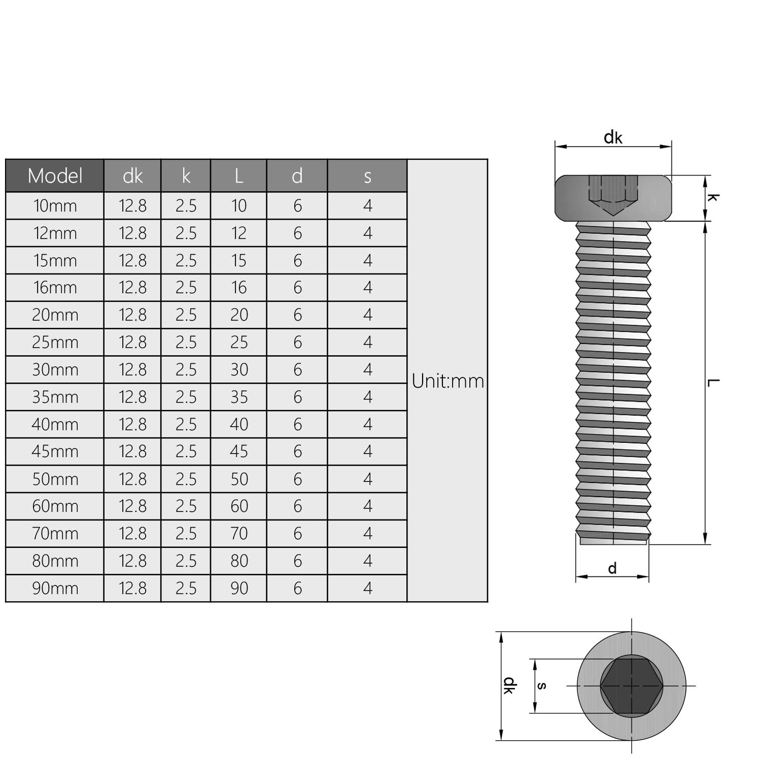 MroMax 10Pcs M6 x 60mm Flat Head Hex Socket Cap Screws Bolts, Nickel Plated Carbon Steel Fully Threaded Furniture Screws for Assemble Cabinets, Baby Beds, Tables and Chairs