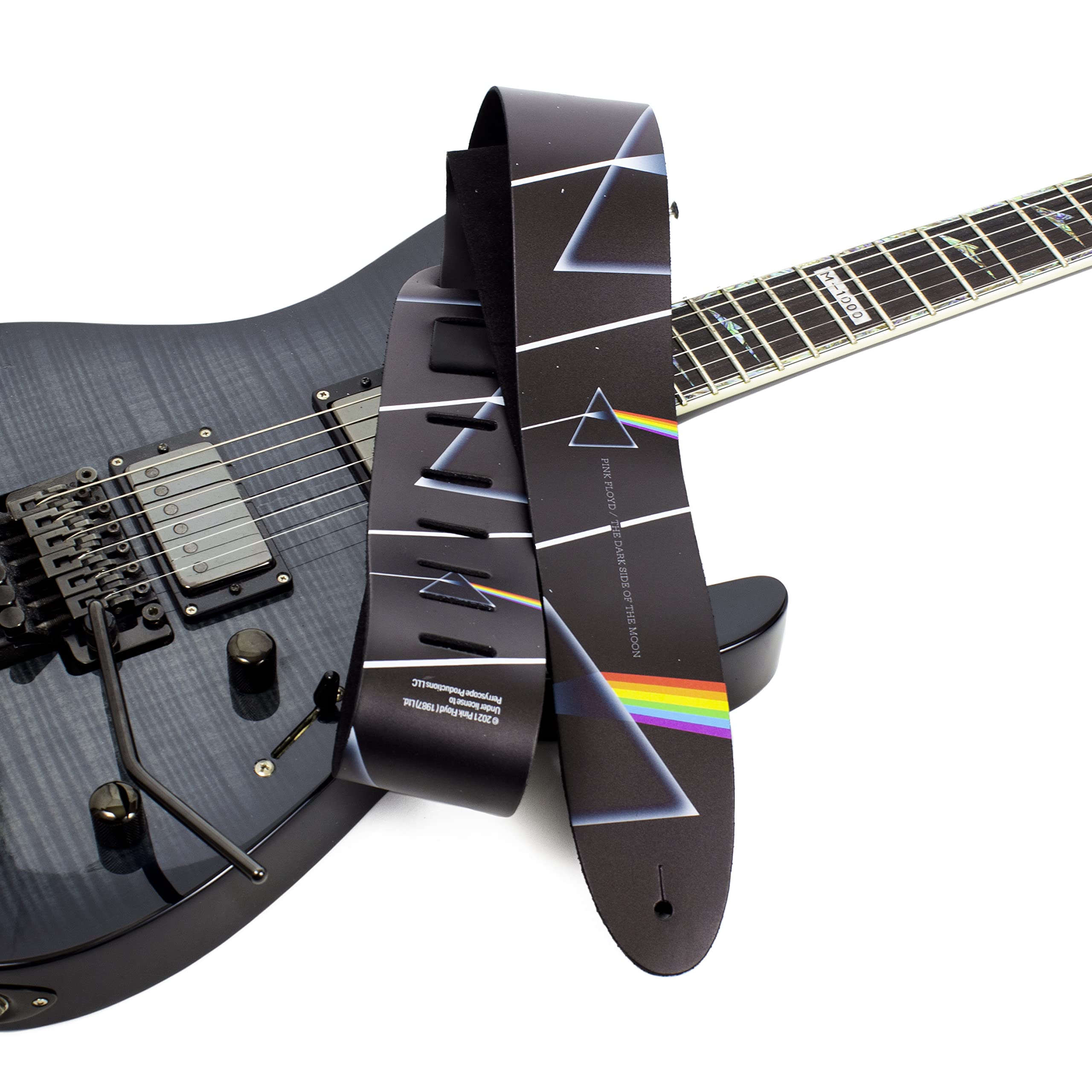 Perri's Leathers, Official Pink Floyd Licenced Leather Guitar Strap, Direct to Leather Series, Anti-Slip, Adjustable from 42.5" to 56" Inch, Compatible w/All Button Lock Systems