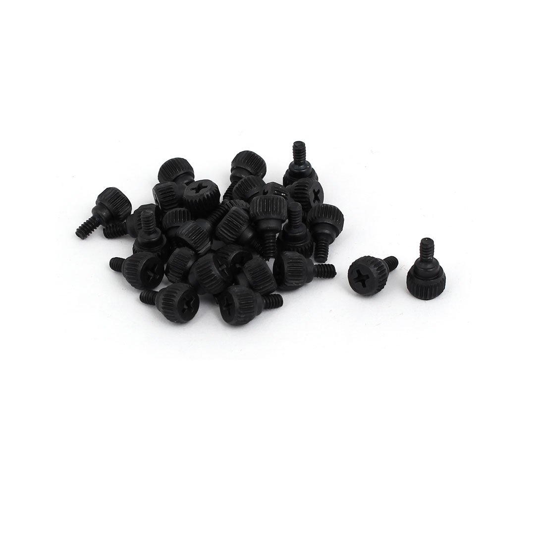 uxcell Computer PC Case Metal Flat Head Knurled Thumb Screw M3.5x6mm Black 30pcs