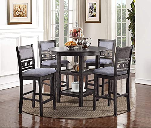 New Classic Furniture Gia 5-Piece Counter Dining Table Set, 42.25-Inch, Gray