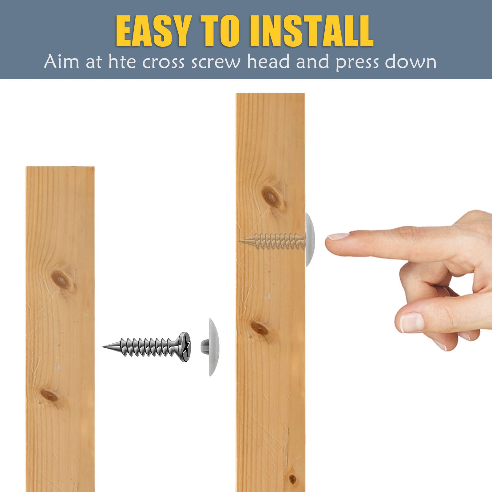 Assortment Screw Covers Screw Caps Kit, Include 300 PCS Plastic Screw Cap Covers and 870 PCS Self Adhesive Screw Hole Stickers, Waterproof Self-Tapping Screw Hole Covers Caps for Furniture Wood Screw