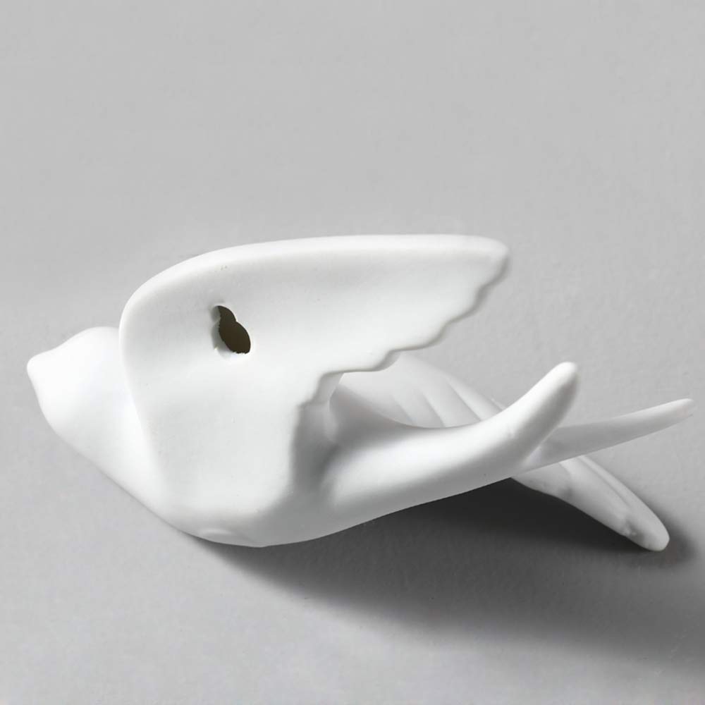 IFFUNNI White Ceramic Birds - Set of 6 pcs Ceramic Birds Swallows Wall Art Design Figurine Statue Collection Home Garden Décor
