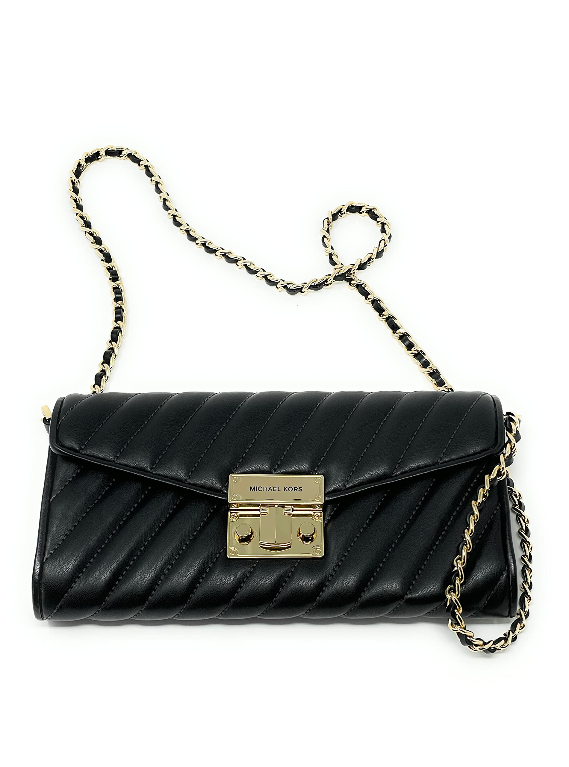 Michael Kors Rose Medium convertible Quilted Leather Shoulder Flap Bag Black