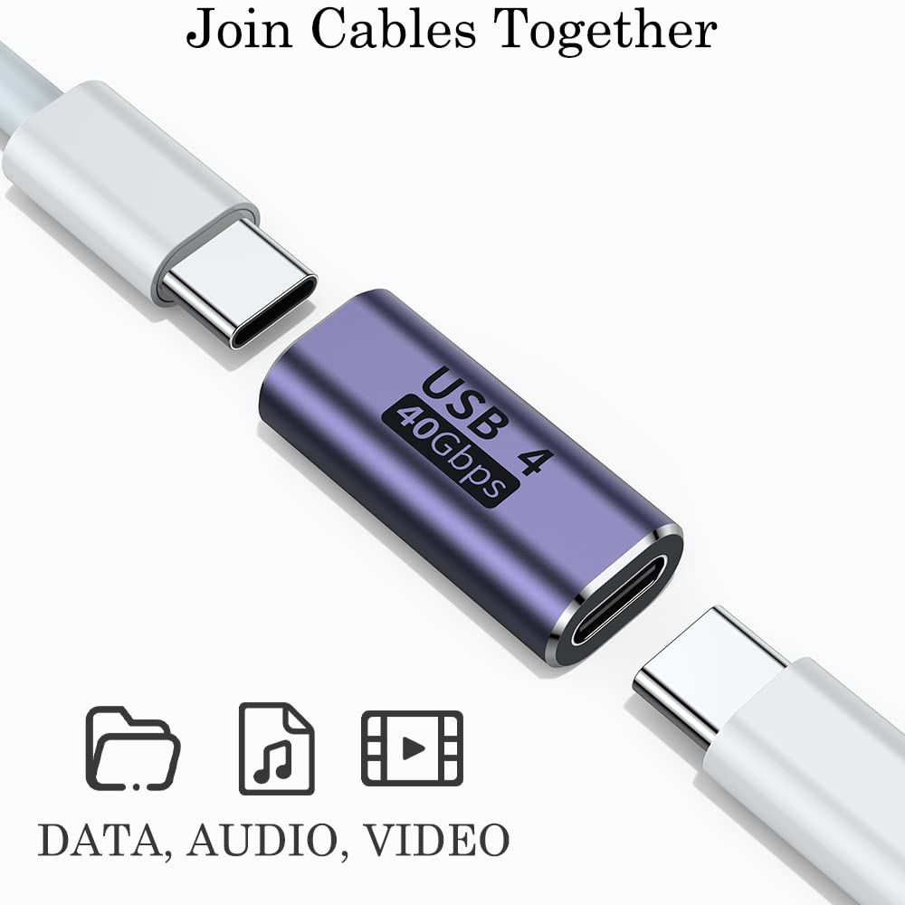 AuviPal USB C Coupler (2 Pack), USB Type C Female to Female Adapter Extender Compatible with Thunderbolt 4/3 Support up to 40Gbps Data Transfer, 100W Power Delivery and 8K@60Hz Video Pass Through