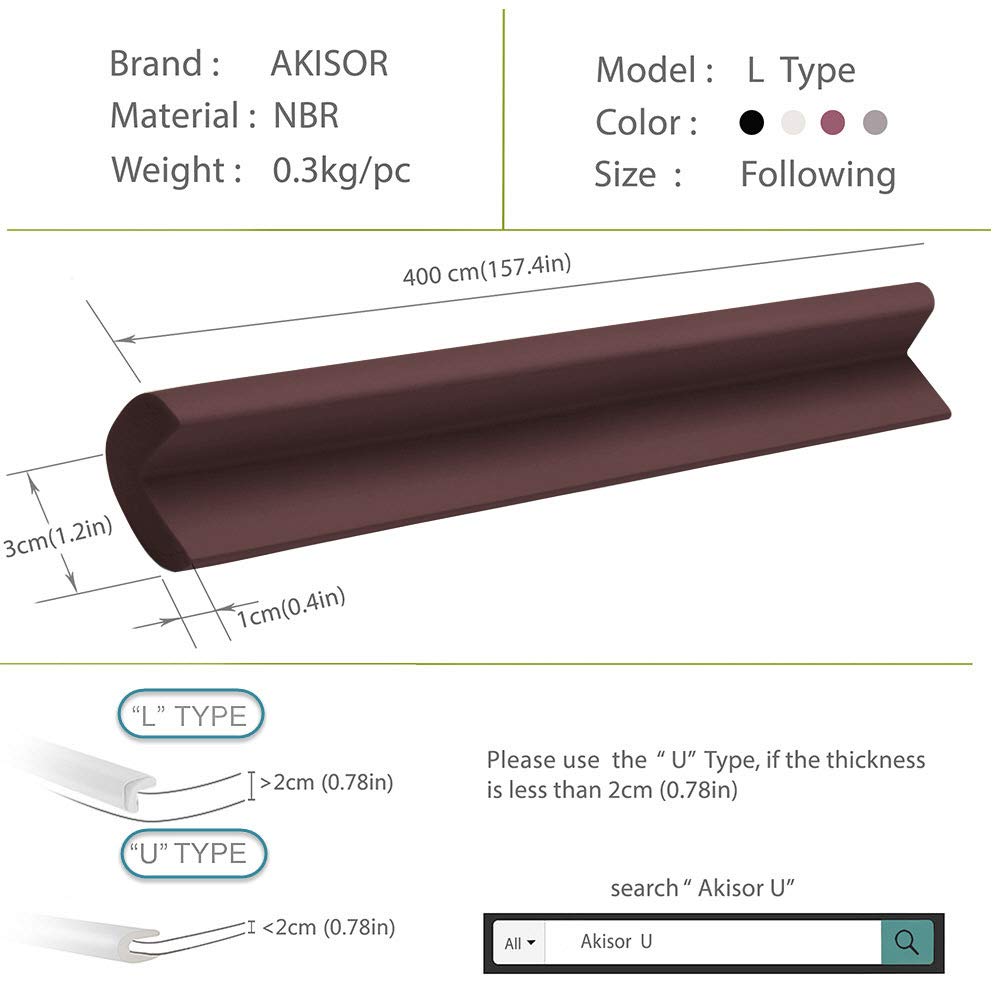 Tritina Corner and Edge Guards - 14ft (4.3m) [ 13ft Edge Cushion + 8 Corner Cushion ] Premium Childproofing Protector,Child Safety,Home Safety 1st Mamami (Brown)