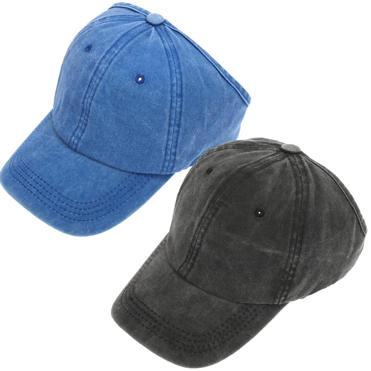 AICILY 2 Pack Backless Cap for Women Natural Curly Hair Hat Baseball Cap Afro Puff Ponytail Hat (Black+Purple)