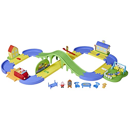 Peppa Pig All Around Peppaâs Town Playset with Car Track, Preschool Toys, Toys for 3 Year Old Girls and Boys and Up