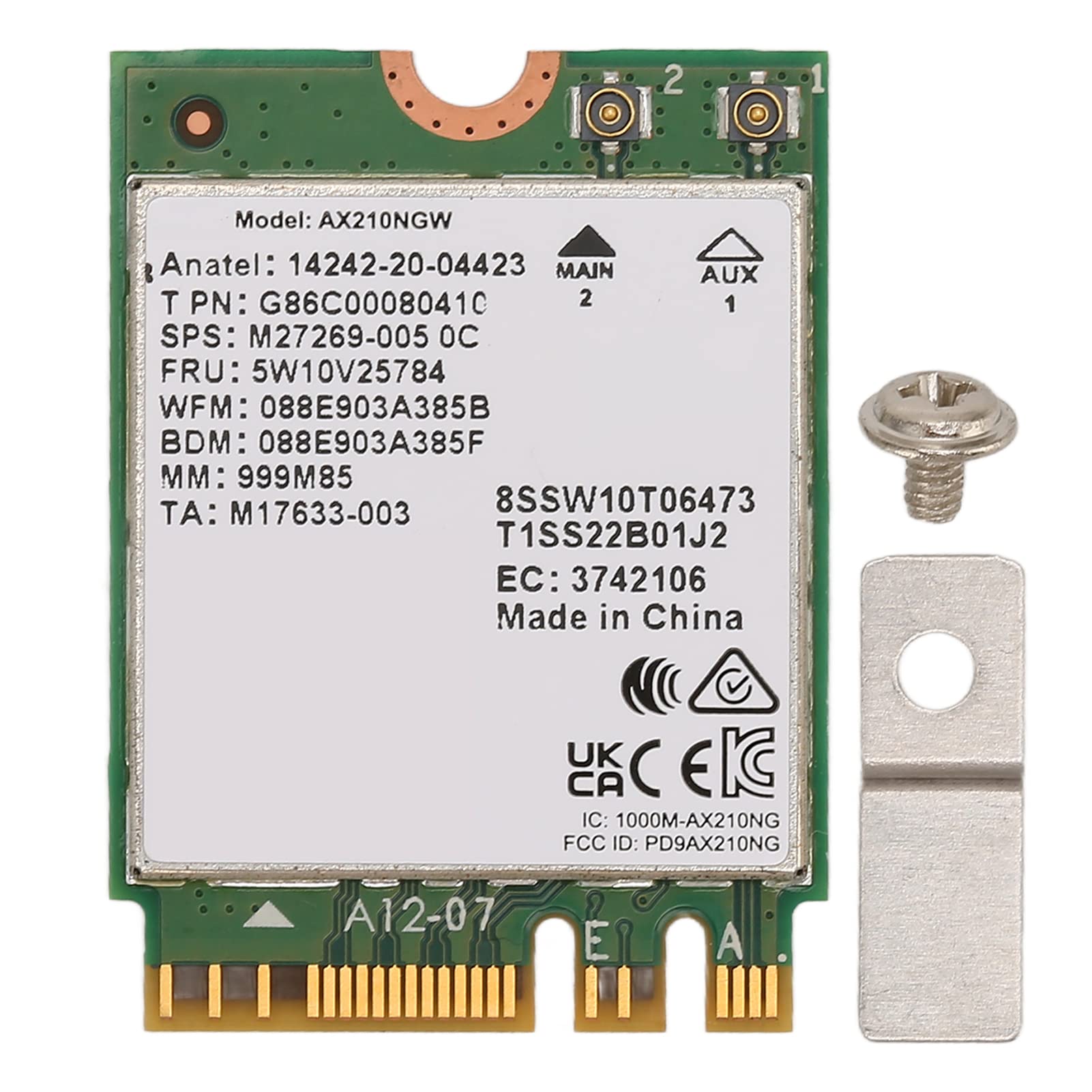 AX210NGW NGFF M2 WiFi Card, WiFi 6 5374Mbps Bluetooth 5.2 Triple Band 2.4G/5G/6G Wireless Gigabit Network Card, Supports MU MIMO for Windows 10, Linux(Above 5.1), for Chrome OS