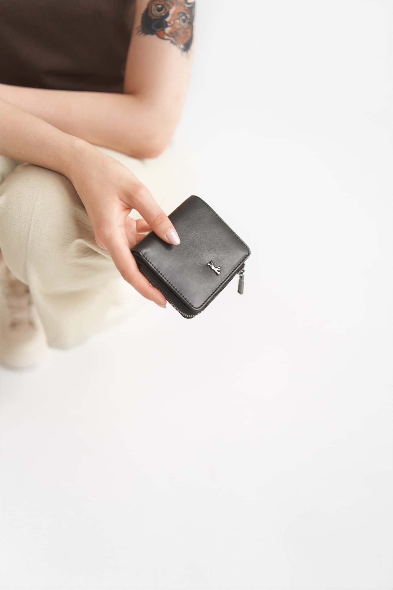 BERLINER BAGS Small Wallet Leather Purse RFID Blocking Card Case Coin Wallet for Women - Black