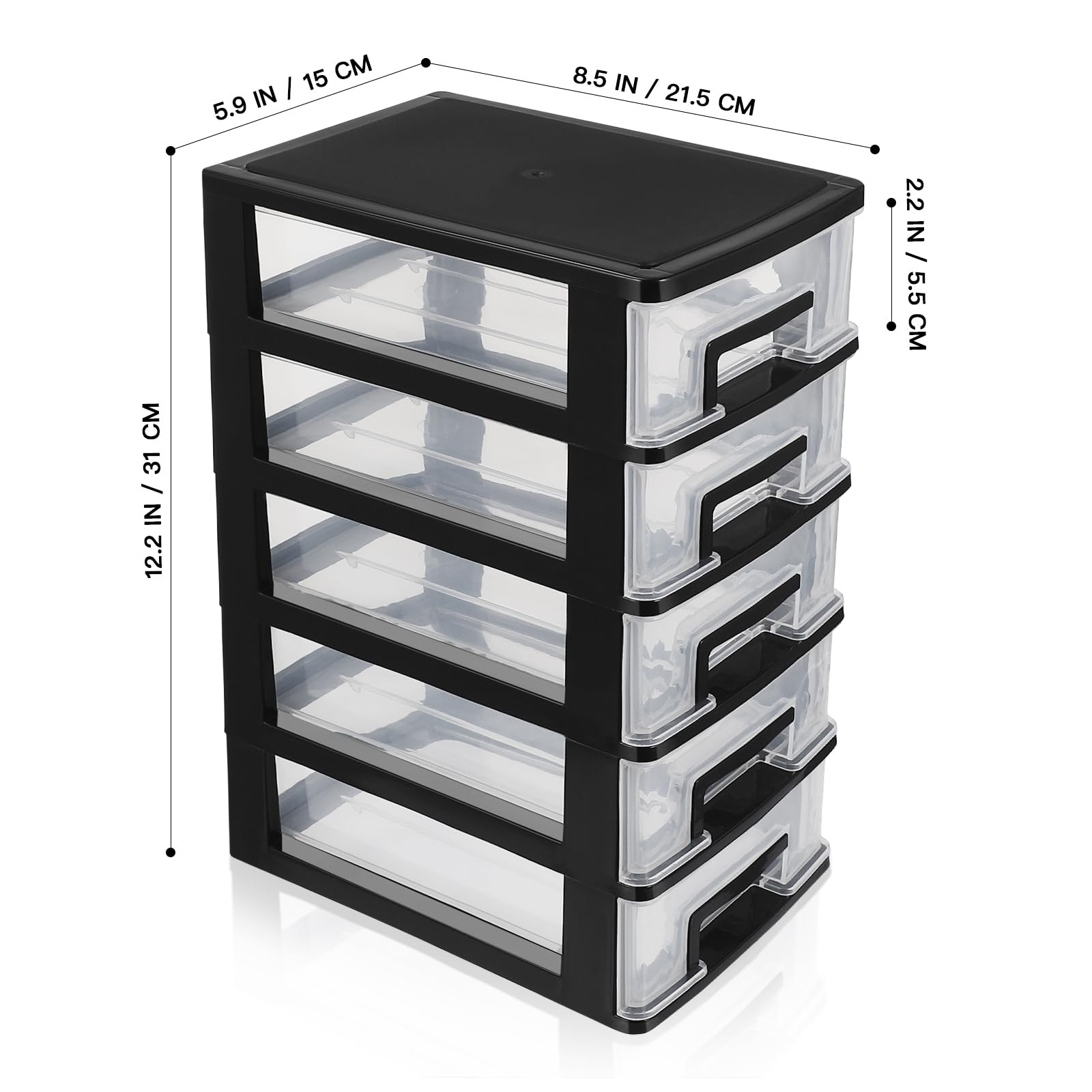 SAFIGLE 5 Drawer Storage Organizer Mini Plastic Drawers Organizer Plastic Storage Bins with Drawers Space Saving Small Plastic Drawers for Crafts Small Tools Sationary and Hardware