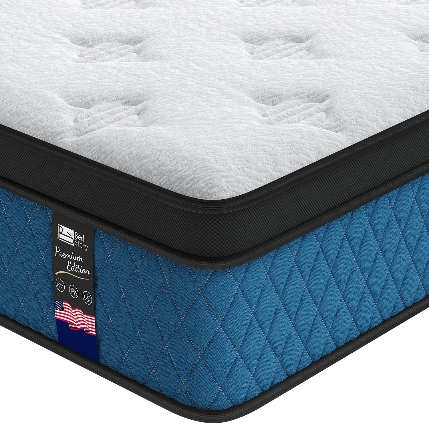 BedStory King Size Mattress - 14 Inch Hybrid King Mattress in a Box - Individual Pocket Springs for Motion Isolation, 76βx80β