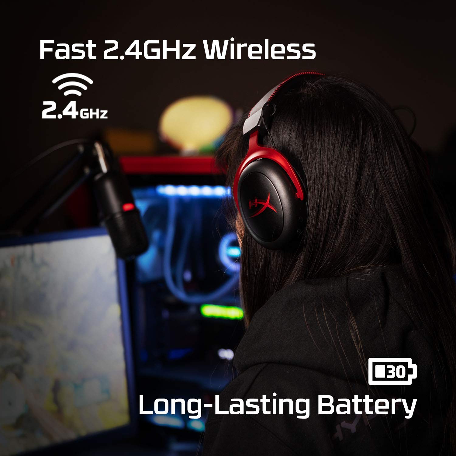 HyperX Cloud II Wireless - Gaming Headset for PC, PS4/PS5 & QuadCast S – RGB USB Condenser Microphone for PC, PS4, PS5 and Mac, Anti-Vibration Shock Mount, 4 Polar Patterns, Discord