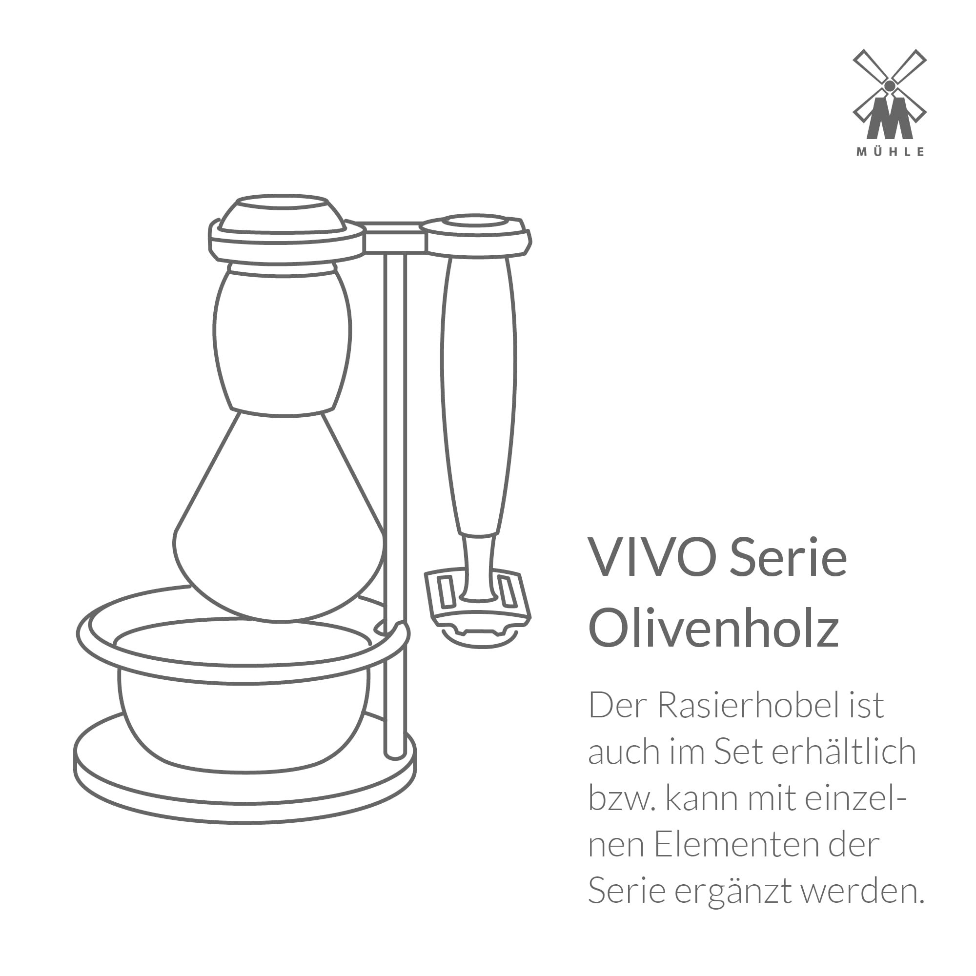 MÜHLE VIVO 4-piece Pure Badger Modern Safety Razor Luxury Wet Shaving Set - Perfect for Every Day Use, Barbershop Quality Close Smooth Shave