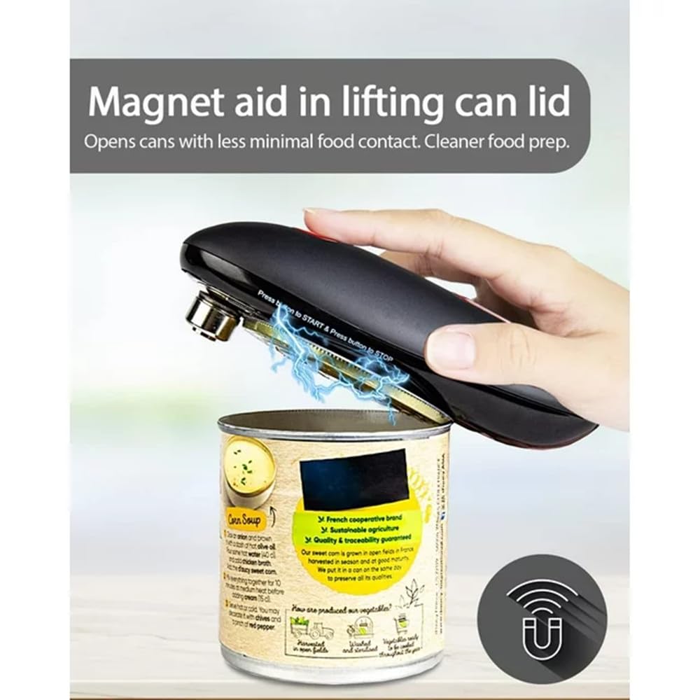 Auto Electric Can Opener, One Touch Electric Can Opener with Smooth Edge, Kitchen Gadget Automatic Can Opener for Seniors with Arthritis, Food-Safe, Battery Operated