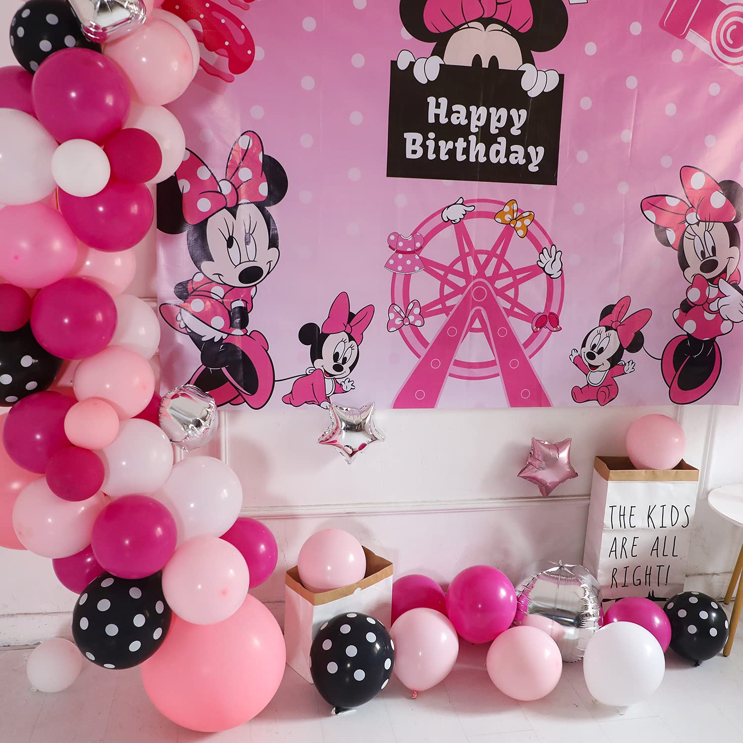 Mickey Mouse Birthday Party Decorations, Mickey Mouse Party Supplies Set for Girl’s/Boy’s with Balloons Garland kit, Mickey Mouse Backdrop 7x5ft, Mickey Mouse Foil Balloons