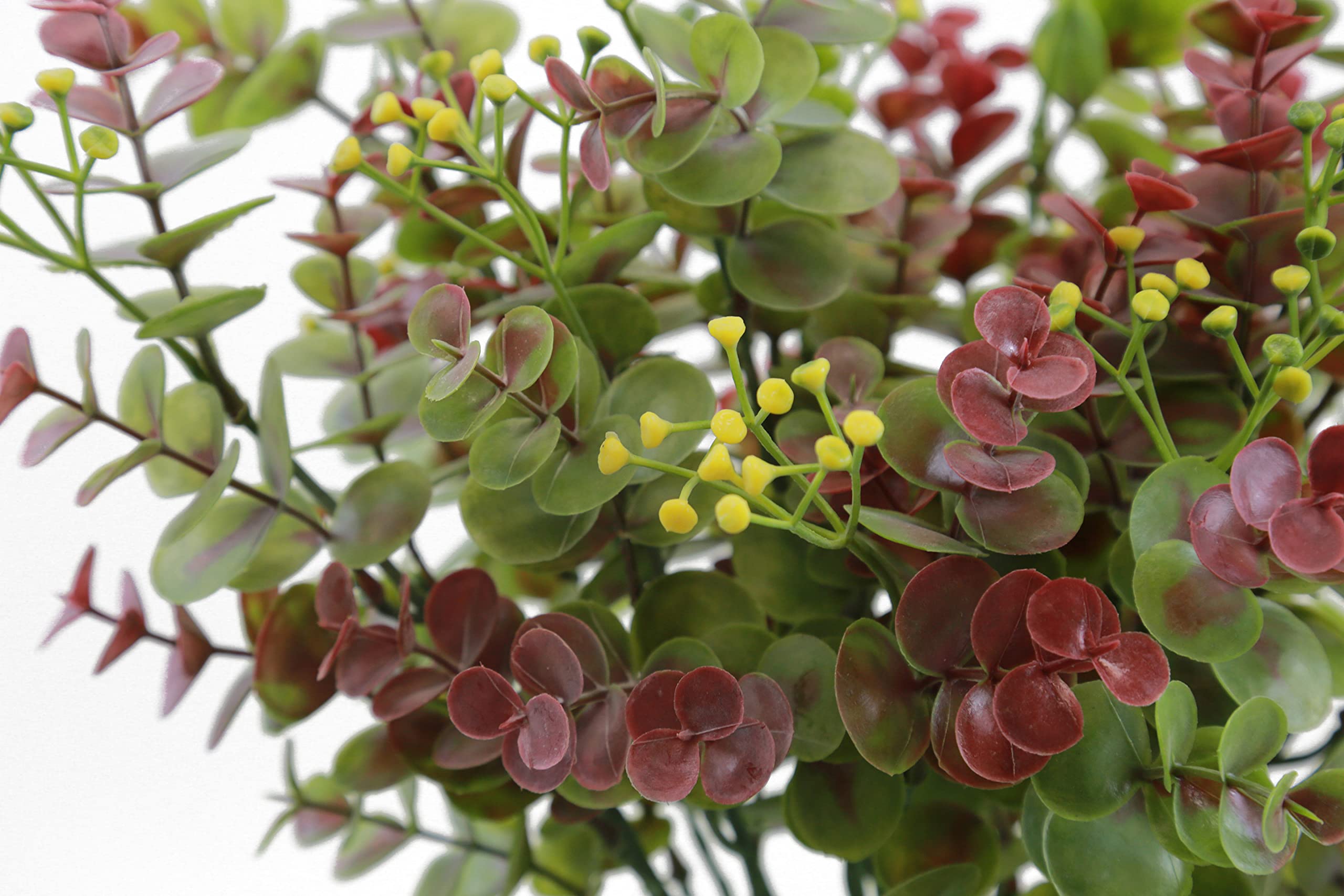 Season’s Need Décor Pack of 2 Faux Eucalyptus Leaves Spray, Artificial Greenery Stems Fake Eucalyptus Branches Plants for Greenery Wedding Jungle Theme Party (15”x5”) Green-Burgundy
