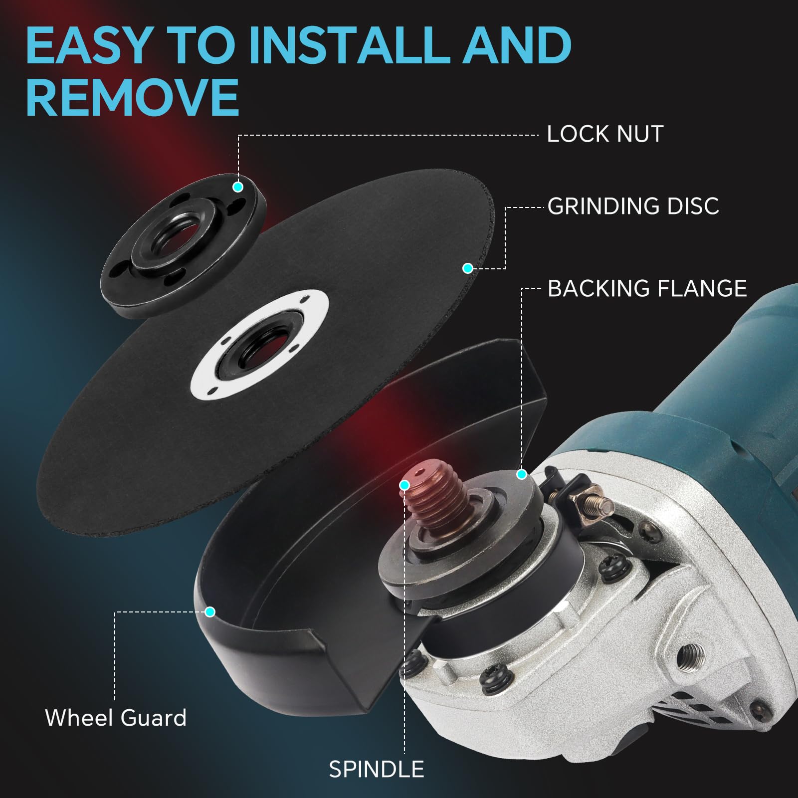 S-LONG Cordless Angle Grinder with 4.0AH Batterie, 20V Power Angle Grinder Tools with Fast Charger, 9000 RPM Brushless Motor Metal Grinder, 4-1/2'' Cutting Wheels, Flap Disc for Cutting