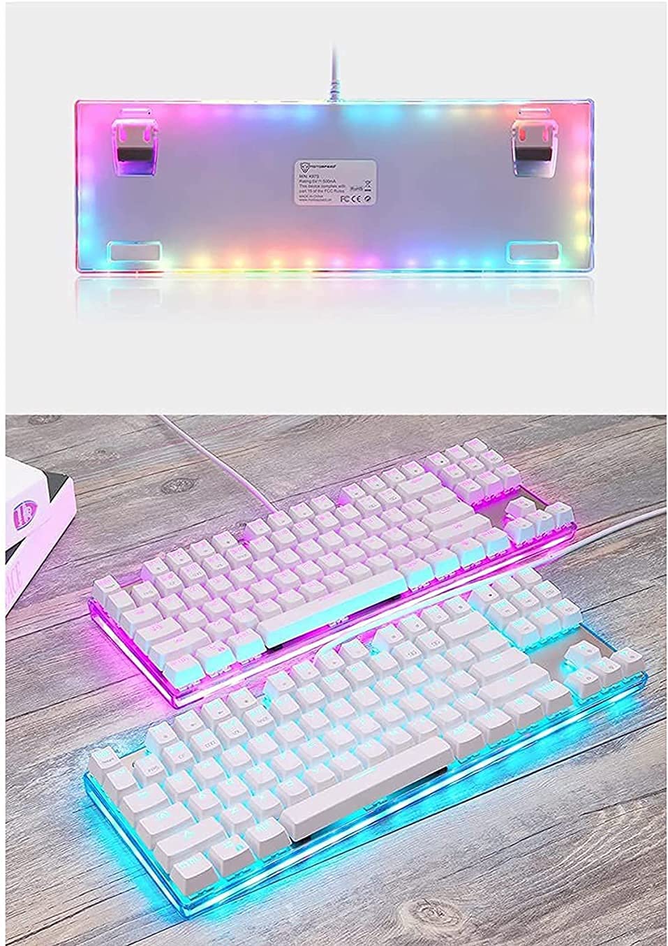 XYLXJ Mechanical Gaming Keyboard RGB LED Rainbow Backlit Wired Keyboard