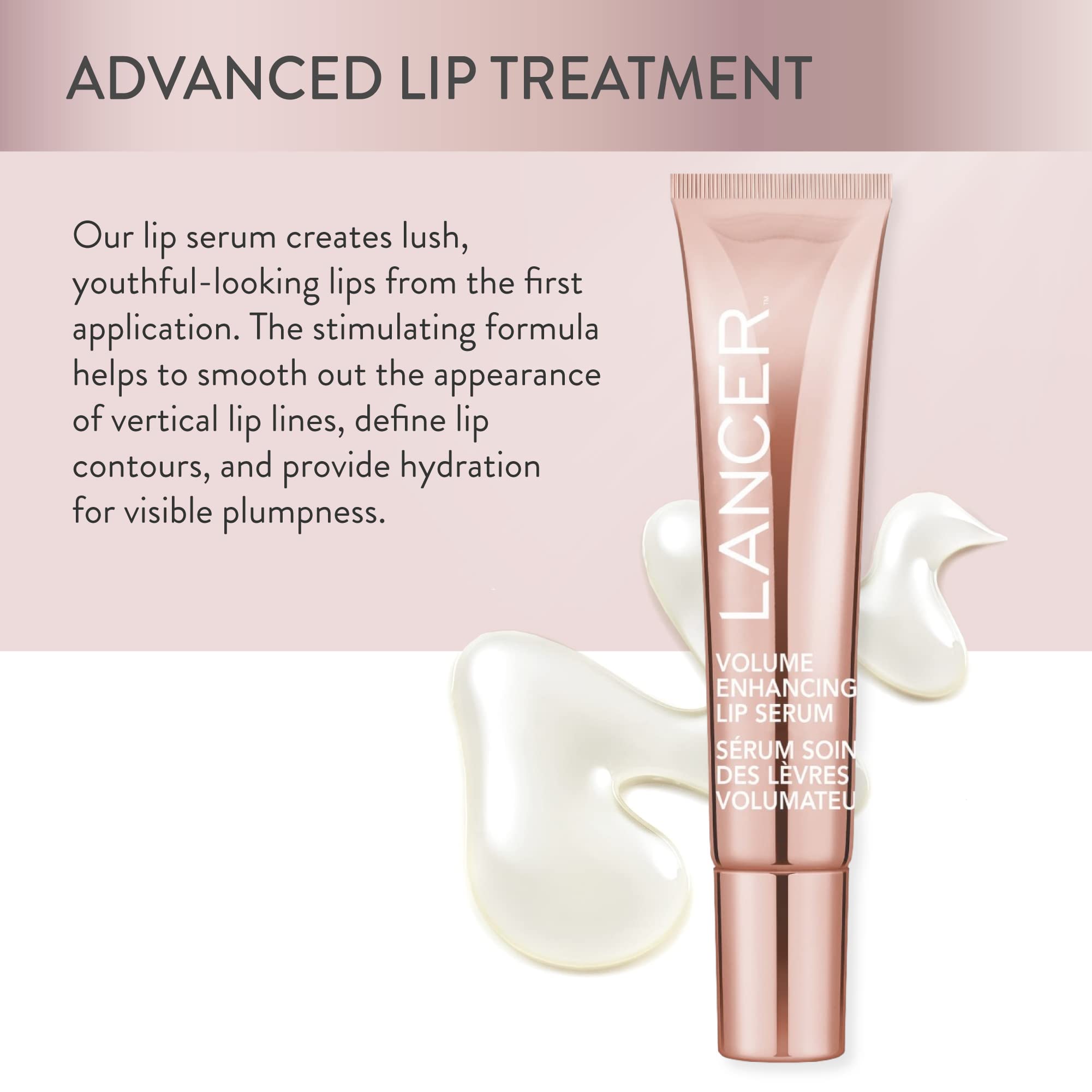 Lancer Skincare Volume-Enhancing Lip Serum, Advanced Anti-Aging Lip Plumper with Hyaluronic Acid, 0.5 Fluid Ounces