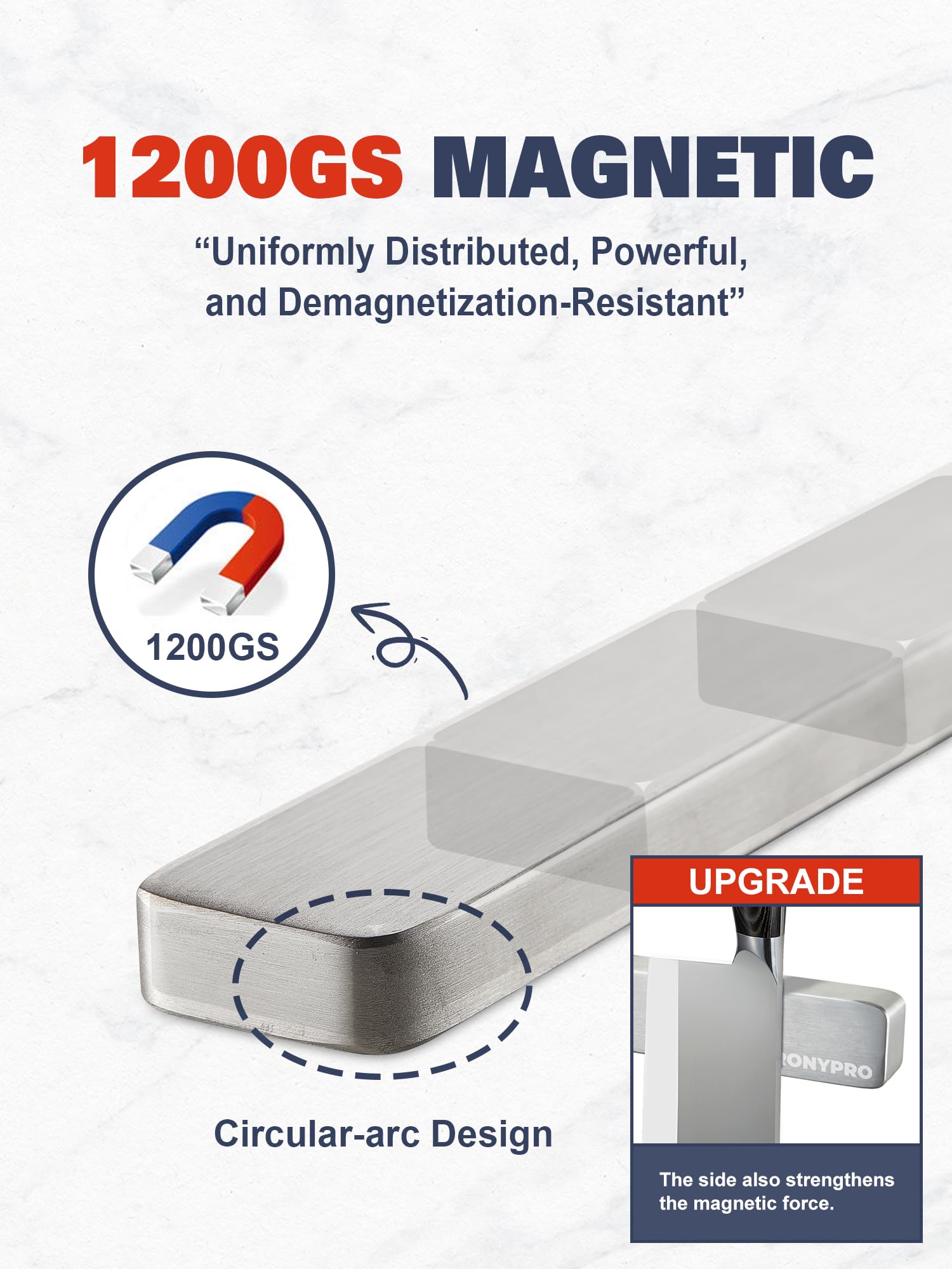 Bronypro 16 Inch Magnetic Knife Holder for Wall, Stainless Steel Knife Magnetic Strip for Refrigerator Mounted Bar, Magnetic Knife Rack for Kitchen Utensil Holder & Tool Holder