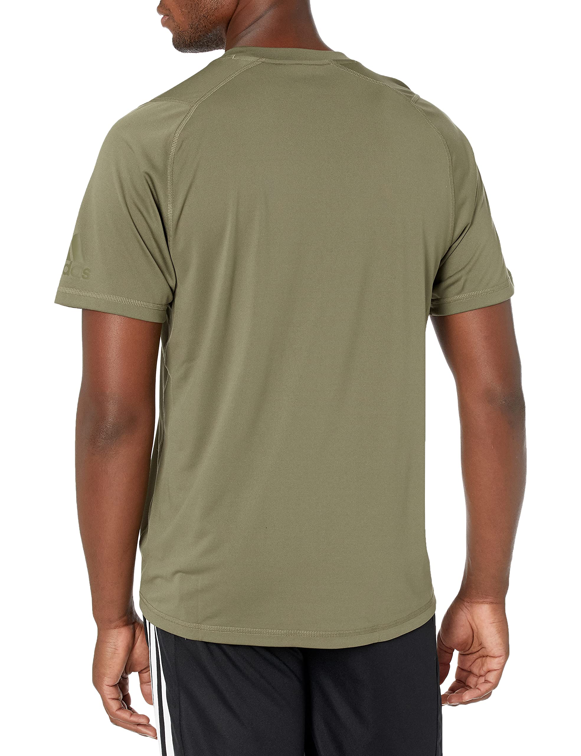 adidas Men's Freelift Sport Badge of Sport Graphic Tee, Raw Khaki, Medium