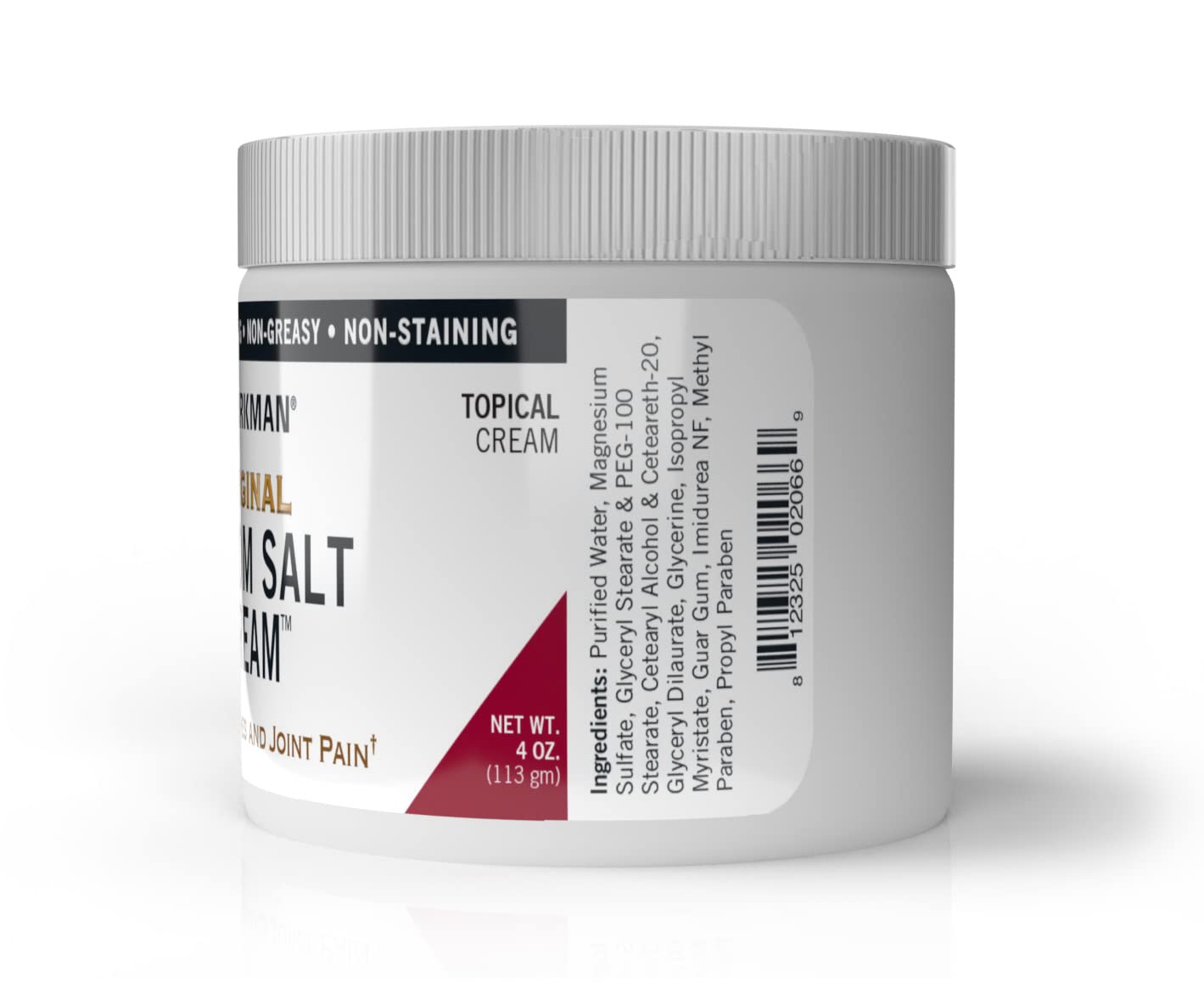 Kirkman – Epsom Salt Cream – 4oz Cream – Gluten Free – Casein Free